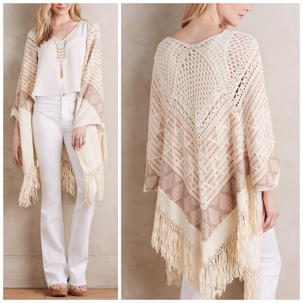 Anthropologie Moth Calipatria Poncho Shawl Geometric … - Gem